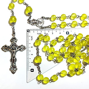 GeekTenet Rosary Beads Chaplet NL Artificial Crystal Rosery Cross Catholic Rosaries (Yellow)
