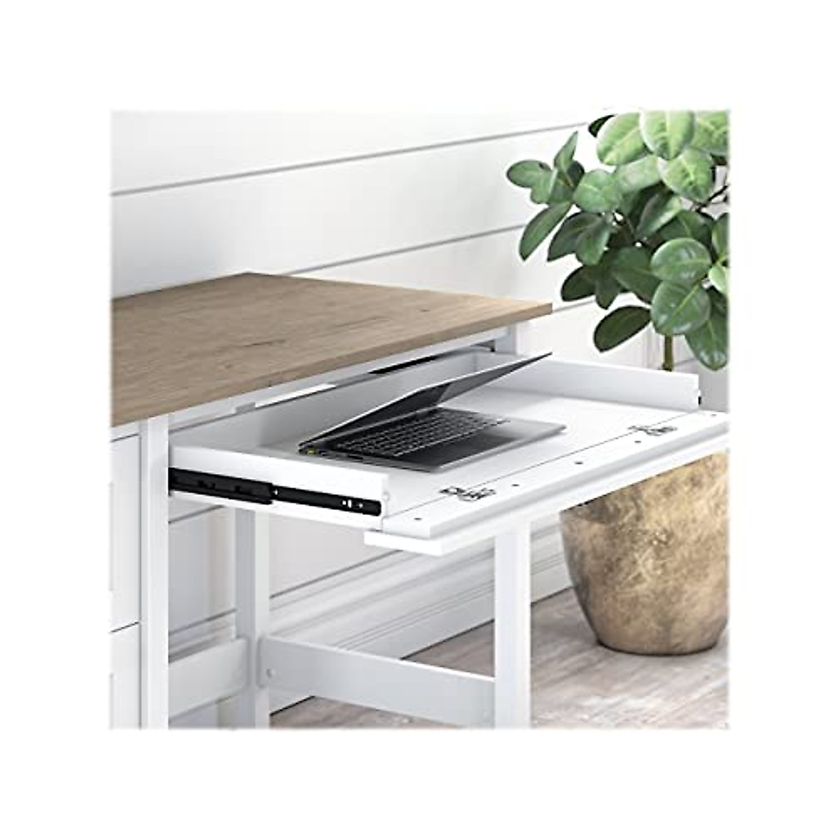 Bush Furniture Mayfield Computer Desk with Drawers, 54W, Pure White and Shiplap Gray