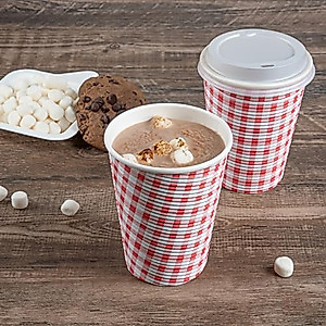 Restaurantware 12 Ounce Disposable Coffee Cups 500 Spiral Wall Hot Cups For Coffee - Lids Sold Separately Rolled Rim Paper Insulated Coffee Cups Picnic Print For Coffee Tea And More