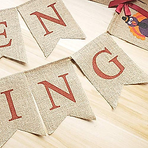 Friendsgiving Banner Decorations,2 Pack Thanksgiving Decor Maple Leaves Turkey for Thanksgiving Party Home,Table,Fireplace,Office,etc.