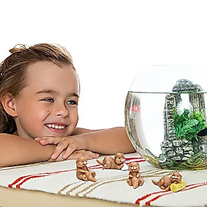 Jetec 8 Pieces Miniature Otters Figurines Small Animals Shape Decorative Statue Garden Miniature Moss Landscape Cartoon Animal Crafts for Fairy Garden Miniatures Dollhouse Cake Toppers