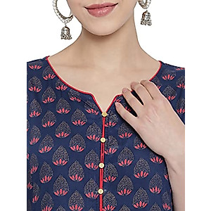 Yash Gallery Women's Plus Size Floral Printed Anarkali kurta (Blue)