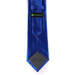 fortunatever Men's Solid Satin Necktie,Royal Blue Ties For Men With Gift Box