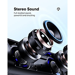 Bluetooth Speaker, IPX5 Waterproof Speaker with HD Sound, Up to 24H Playtime, TWS Pairing, BT5.3, Portable Wireless Speakers for Home/Party/Outdoor/Beach, Electronic Gadgets, Birthday Gift (Black)