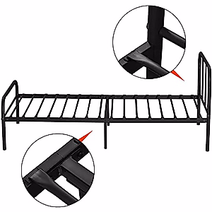 Voilamart Twin Bed with Storage with Headboard and Footboard, Black Metal Platform bed frame No Box Spring Needed,Twin bed frame for Kids