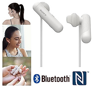 Sony Extra Bass Bluetooth Headphones, Wireless Sports Earbuds with Mic/Microphone, IPX4 Splashproof Stereo Comfort Gym Running Workout up to 8.5 Hour Battery, White (International Version)