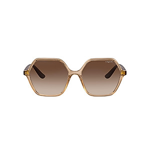 Vogue Eyewear Women's VO5361S Hexagonal Sunglasses, Transparent Caramel/Brown Gradient, 55 mm