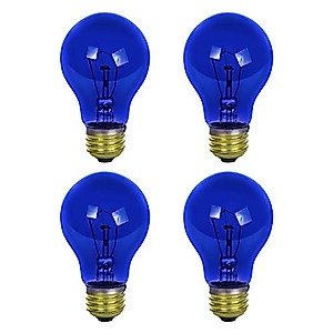 2 Pack of Sunlite 25 Watt A19 Colored, Medium Base, Transparent Blue