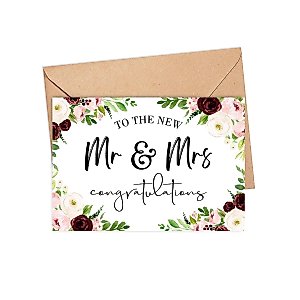 AcevedoDesign Eucalyptus Wedding Card - Congratulations To The New Mr & Mrs - Mr And Mrs Card - Couple Card - Wedding Day Botanical - Happy Wedding Day Card For Bride And Groom