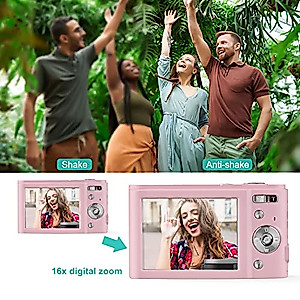 Andoer Portable Digital Camera 48MP 2.7K 2.88-inch IPS Screen 16X Zoom Auto Focus Self-Timer 128GB Extended Memory Face Detection Anti-Shaking with 2pcs Batteries Hand Strap Carry Pouch