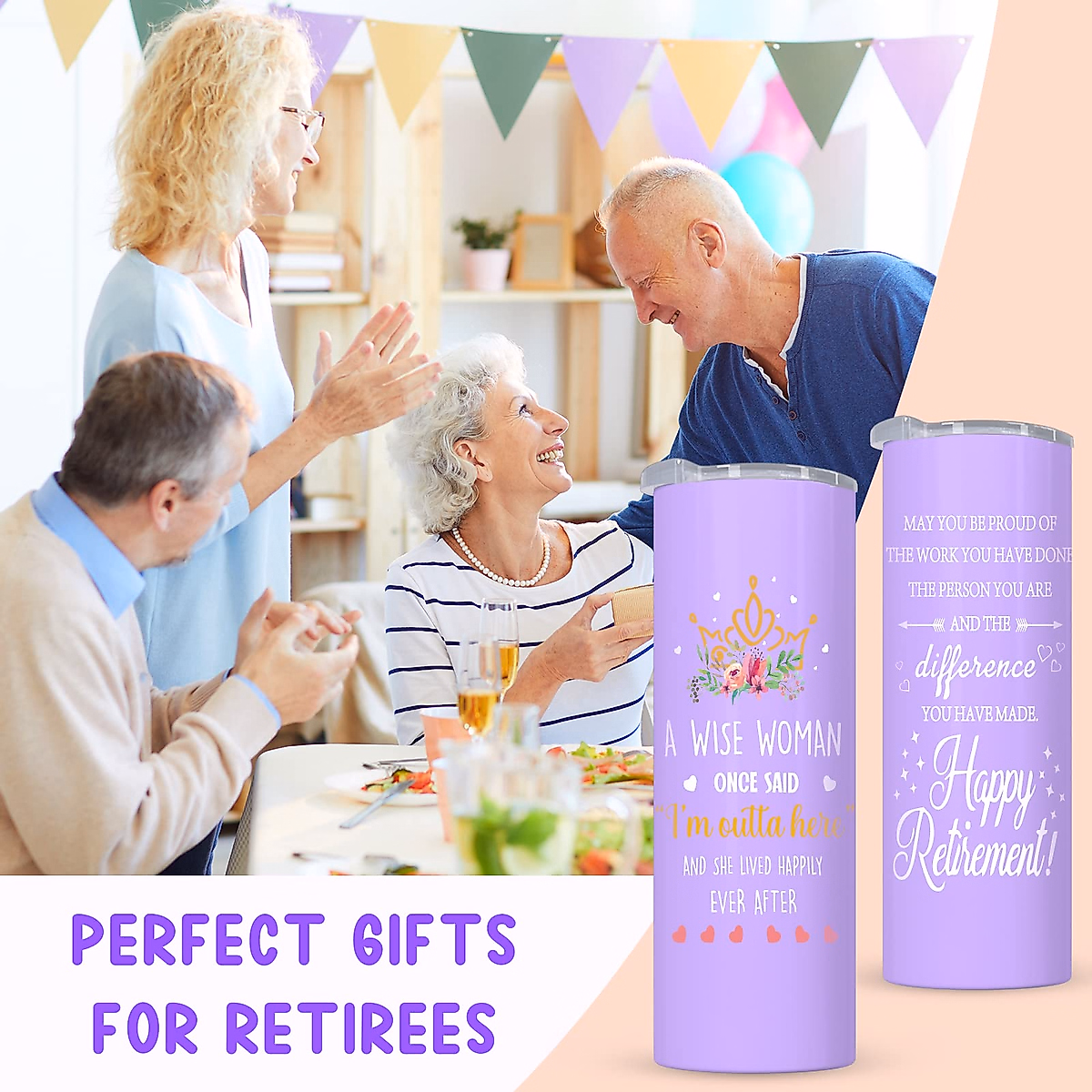 Retirement Gifts for Women, Happy Retirement Tumbler Best Retirement Gifts Ideas for Coworker, Teacher, Nurse,Doctor, Mom, Boss,Female Friend, Grandma, Retirees, Funny Ladies Retired Cup Gifts for Her