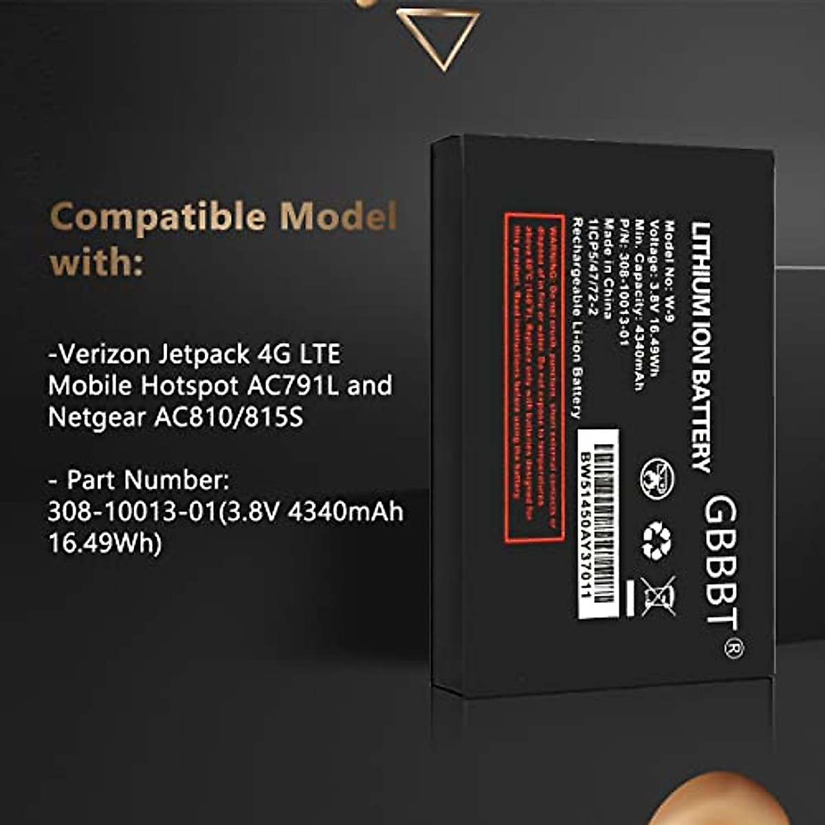 W-9 Battery 4340mAh Replacement for Verizon Jetpack W9 4G LTE Mobile Hotspot AC791L Netgear AC810 AT&T Unite Explore 815S Verizon Jetpack AC791L Hotspot (1 Pack)