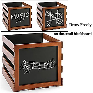 HYNAWIN Vinyl Record Storage Crate, Wooden Album Storage Holder Record Organizer Box, Brown