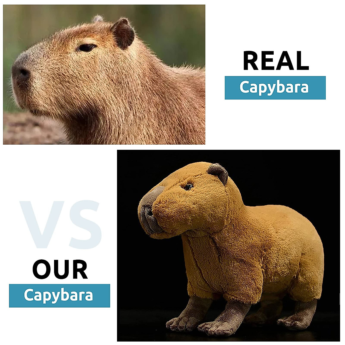 FRANKIEZHOU Realistic Capybara Plush Toy 12”,Lifelike Rodent Capybara Stuffed Animals,Pillow Plush,Soft Wild Animals Crawling Capybara Stuffed Toys,Plushie Toys,Gifts for Kids,Baby Gift, Cry Babies