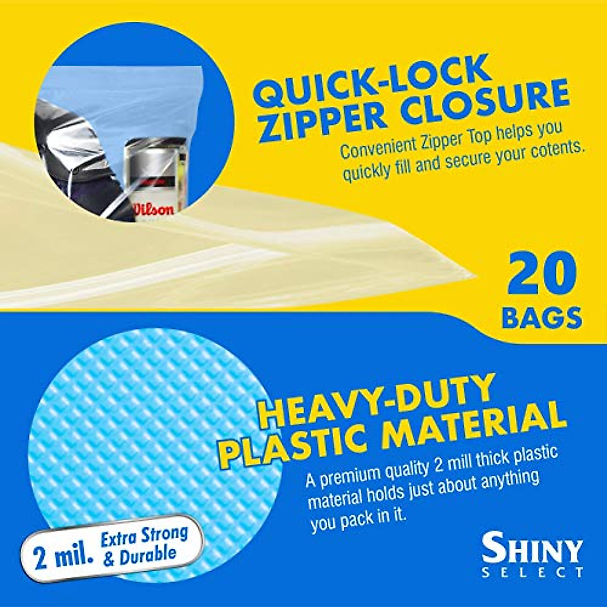 [ 20 Count ] Regular Roaster Storage Bag 16" x 18", 3.5 Gallon Large & Strong Clear - Zipper Top - Bags