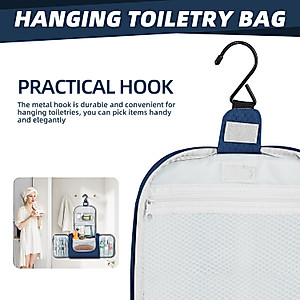 Buruis Large Capacity Toiletry Bag for Women and Men, Hanging Toiletry Organizer Cosmetics Makeup Bag, Water-resistant Dopp kit Shaving Bag for Full Sized Toiletries, Travel Essentials (Blue)