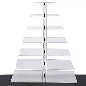 TABLECLOTHSFACTORY 7 Tier Square Heavy Duty Acrylic Crystal Glass Clear Cupcake Dessert Decorating Stand for Birthday Xmas Party Wedding