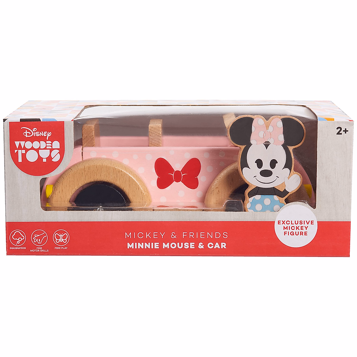 Disney Wooden Toys Minnie Mouse Figure and Vehicle, Officially Licensed Kids Toys for Ages 3 Up by Just Play