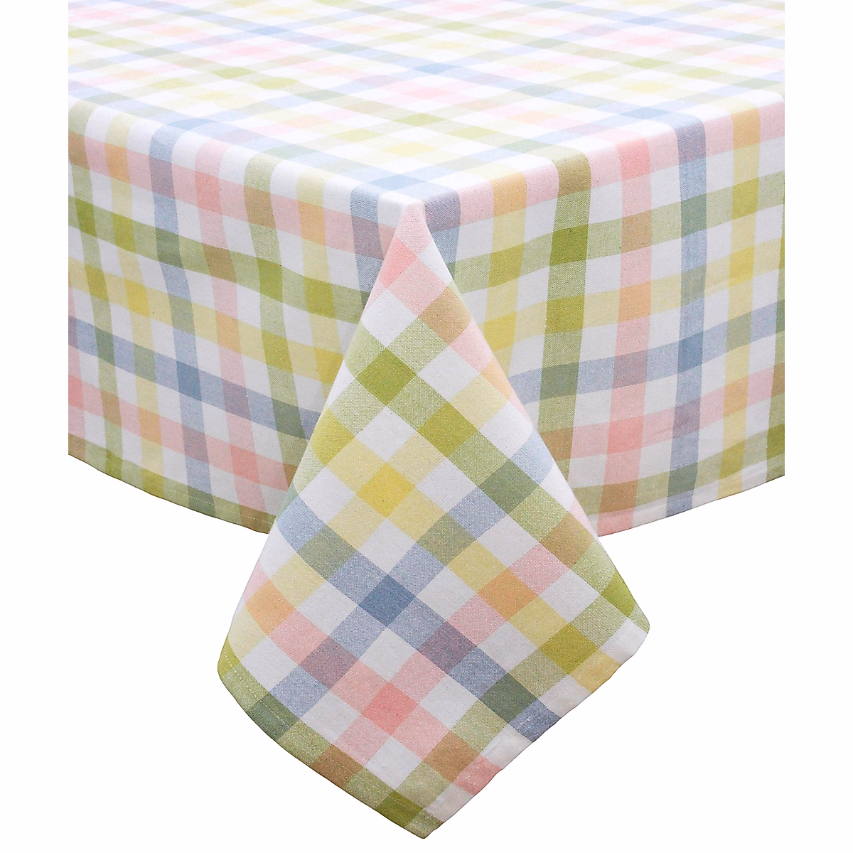 COTTON CRAFT Countryside Classic Gingham Buffalo Check Plaid Tablecloth - Premium Cotton - Spring Easter Bunny Luncheon Dinner - Table Cover - 60 inch x 84 inch - Yellow Multi