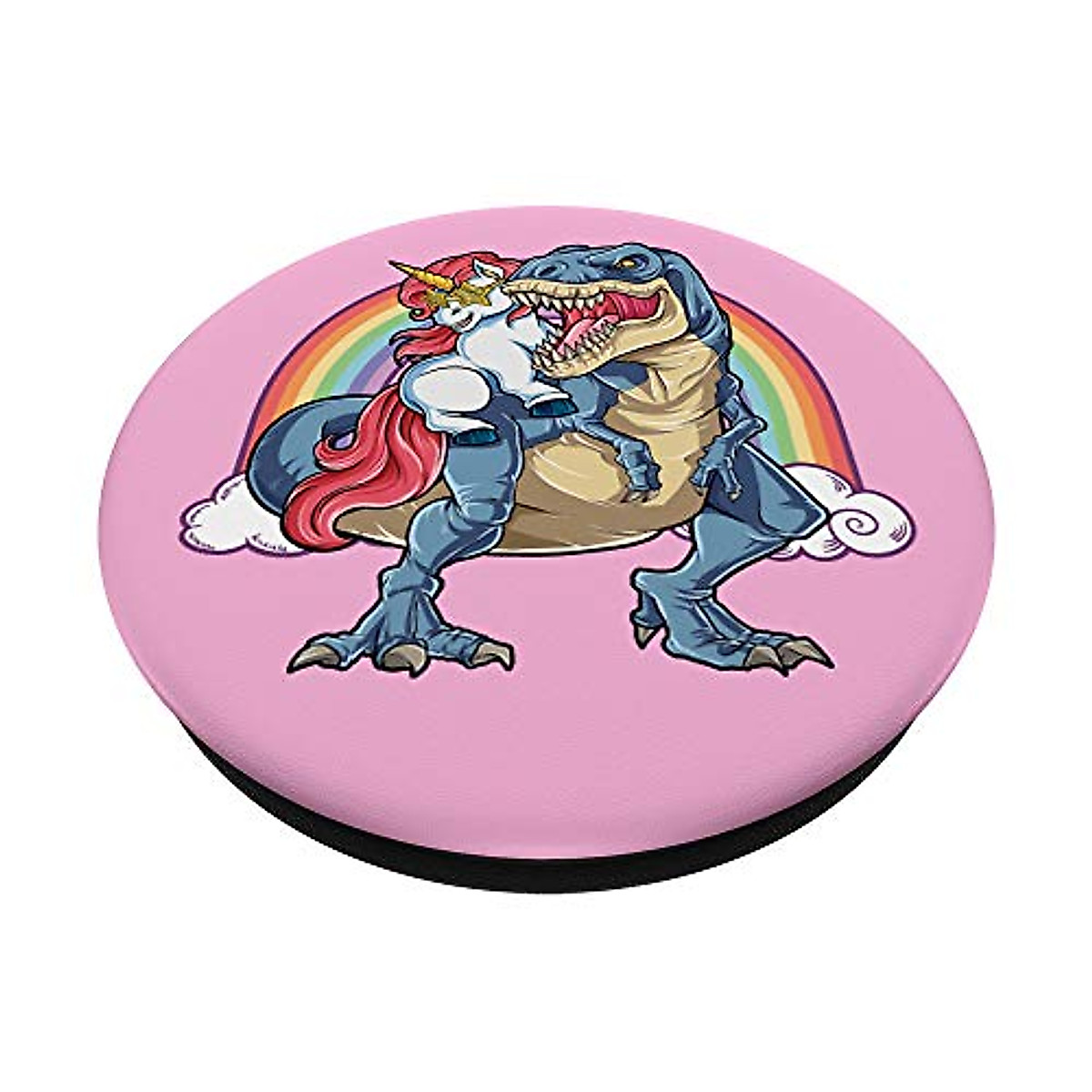 Unicorn Dinosaur T rex Funny Squad Girls Women Rainbow Gift PopSockets PopGrip: Swappable Grip for Phones & Tablets