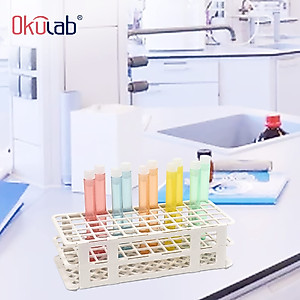 Okulab Test Tubes, Plastic Test Tubes with Caps, 50pcs 5 Colors Tampon Alcohol Tubes, with Flange Stopper for Lab, Classroom, Craft, TTP16B50