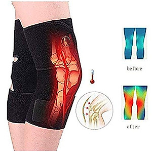 Ylucky 1 Pair Self-heating Knee Braces Magnetic Tourmaline Therapy Knee Pads Adjustable Knee Protective Belt Sleeves for Arthritis Joint Pain Relief and Injury Recovery