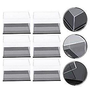 Cabilock 6pcs Transparent Plastic Boxes Natural Rough Mineral Specimen Display Cases Countertop Boxes Cube Transparent Display Boxes Pop Figures Display Collectibles Mineral Specimen
