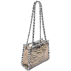 Stadium Approved Vegan Leather Snake Print Small Large Clear Tote Bag Purse (Small 2 in 1 Zebra Tote - Clear)