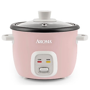 Aroma Housewares 4-Cups (Cooked) / 1Qt. Rice & Grain Cooker (ARC-302NGP), Pink & Aroma 6-cup (cooked) 1.5 Qt. One Touch Rice Cooker, White (ARC-363NG), 6 cup cooked/ 3 cup uncook/ 1.5 Qt.