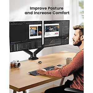 ErGear Dual Monitor Stand up to 32 inches Screen, Load-Bearing Max 22 lbs Each Arm, Adjustable Dual Monitor Mount, Sturdy Steel vesa Monitor Mount with Stable VESA 75x75 100x100mm