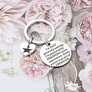 bobauna Hamilton Inspired Gift Hamilton Musical Keychain Broadway Jewelry For Musical Lover Fans (PAST patiently waiting keychain)