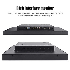 Bewinner 17.3 Inch 1080P Portable Monitor for PC CCTV Camera, Metal Shell Display Screen with HDMI/VGA/AV/BNC/USB Input Port, 1920×1080P Multifunctional Wall Mount Display for Surveillance