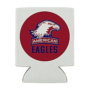 American University Eagles Logo Can Cooler - Drink Sleeve Hugger Collapsible Insulator - Beverage Insulated Holder