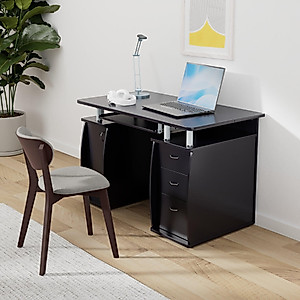 Kiwifruit Office Desk Computer Table Study Writing Desk Workstation Sturdy MDF Board w/Storage for Home Office 45 inch W x 22 inch D x 29 inch H, Black