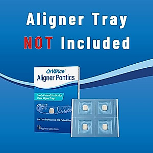 OrVance Aligner Pontics | Temporary Tooth Replacement for Aligner Tray and Retainer - Fill Space of Missing Teeth with Fake Teeth (16 Count)