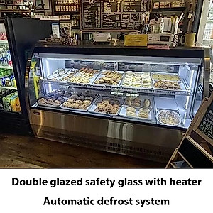 FRICOOL Deli Case, 72” Refrigerated Display Case Commercial Cooler Refrigerator with 2 Doors, Adjustable Shelves and Led for Showcase and Store Meats, Cheeses, Salads- 33~41°F, 26.4 cu.ft