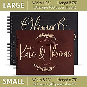 Wedding Guest Book Personalized with 9 Designs & 5 Rustic Colors - 2 Optional Sizes - Customized Guestbook Registry Sign-in with Name - Date, Hard Cover Laser Engraved Guest Book