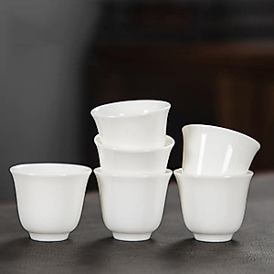 Sizikato 6pcs Pure White Chinese Porcelain Tea Cup, 45ml Exquisite Mini Sake Cup
