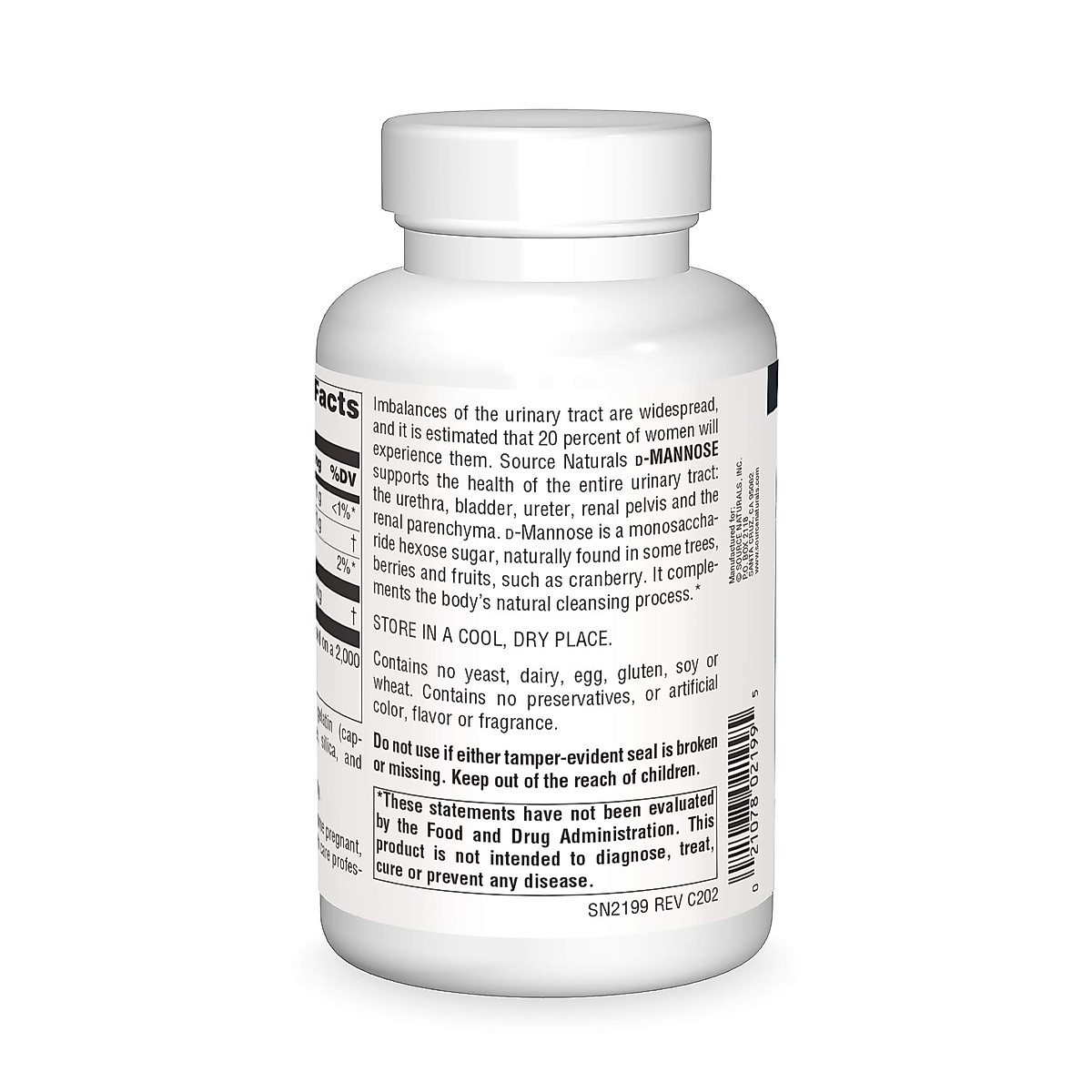 Source Naturals D-Mannose, Potent Urinary Tract & Bladder Health Support*, 500mg - 120 Capsules