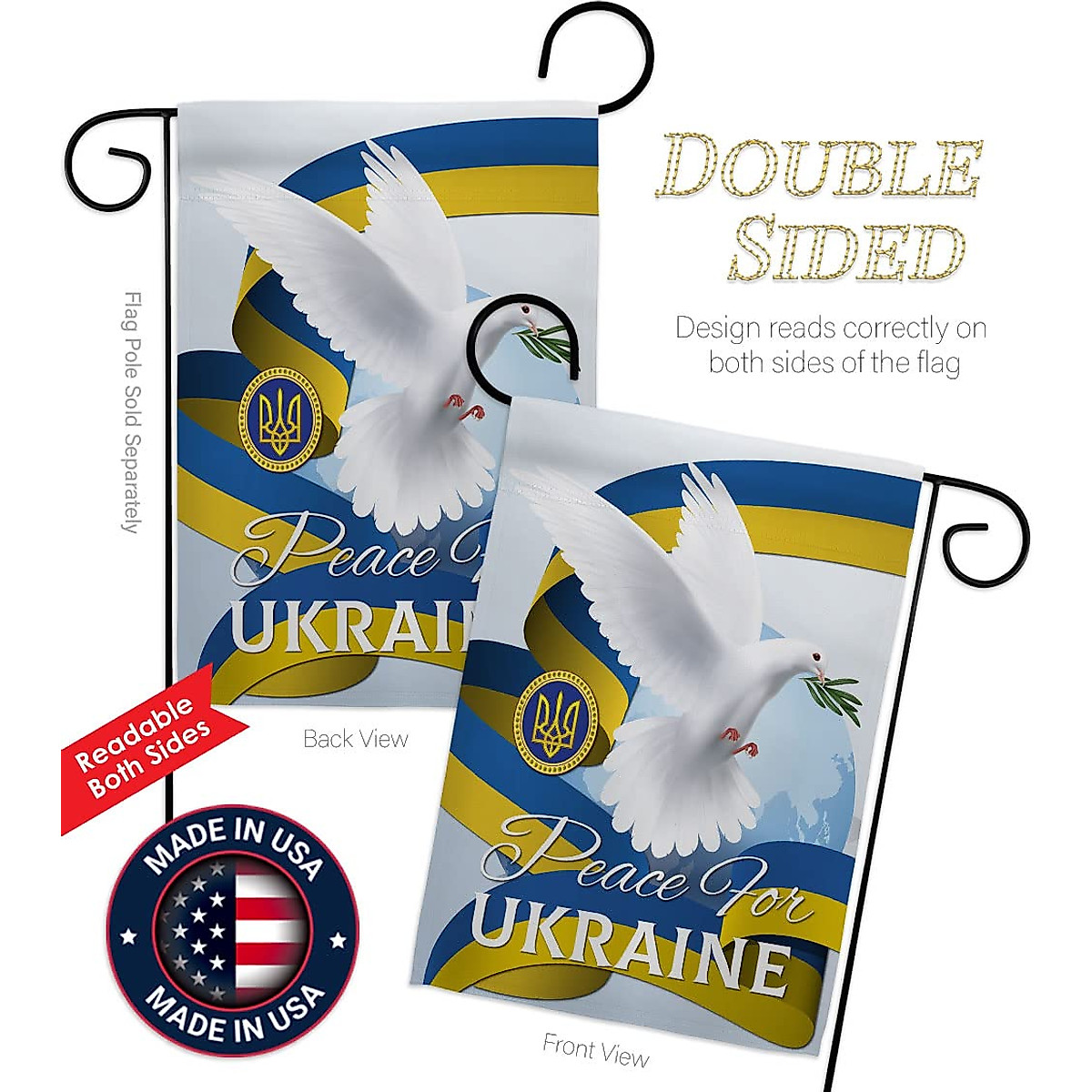 Ukrainian Decorations Home Decor Banner Room Wall Art Patio Lawn Front Porch Outdoor Small Tapestry Yard Sign Wall Hanging Stand with Bandera de Ukraine Garden Flag Peace Gifts Made In USA