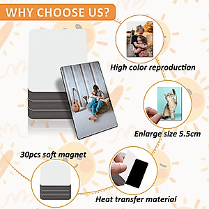 Sublimation Magnet Blanks, 30PCS Personalized Sublimation Blank Refrigerator Magnet - Rectangular Fridge Magnets Bundle Set for Kitchen Oven Décor Office (5.5x7.5 cm)