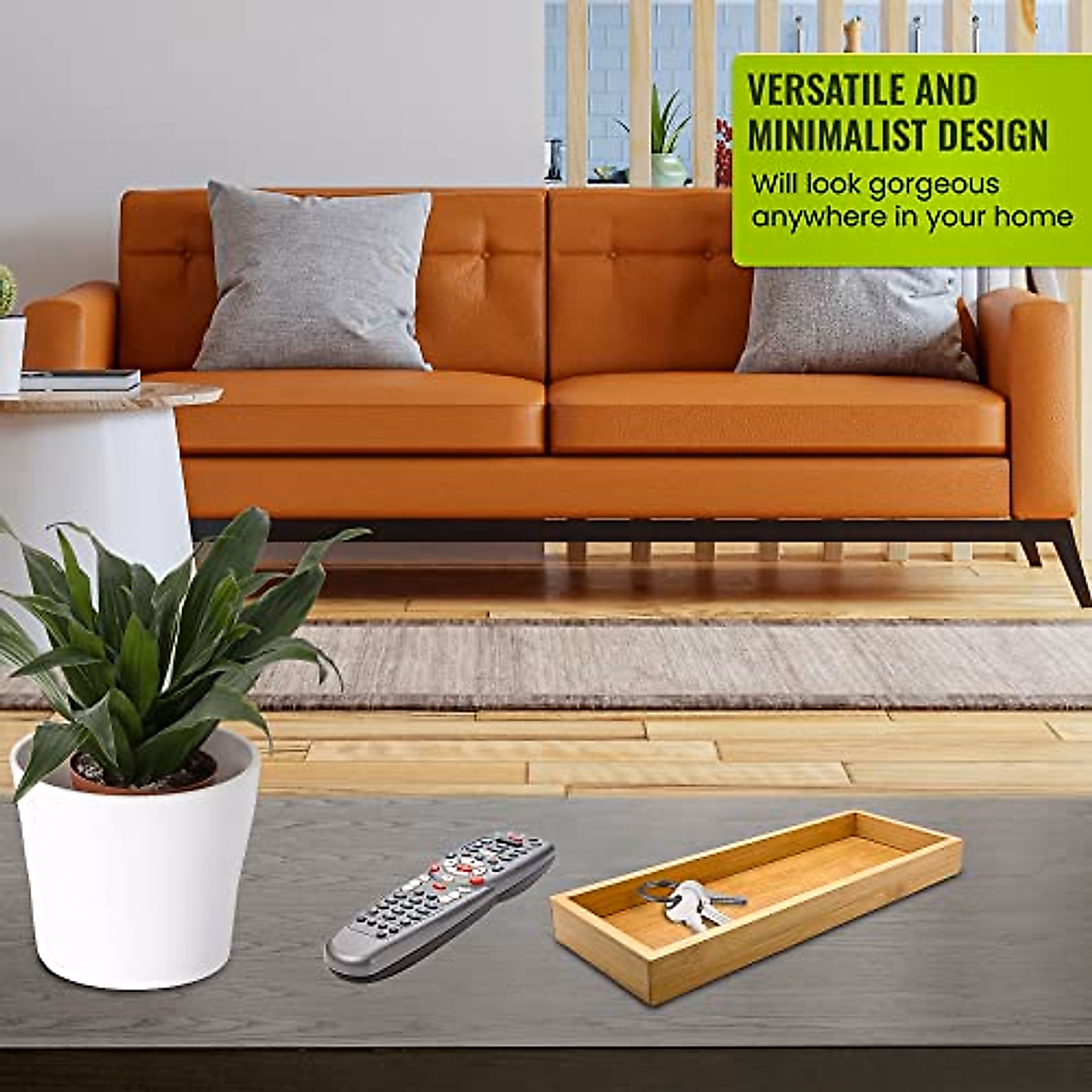 Bamboo Tray - Natural Bamboo - 11.3 X 4.4 X 1.1 in - Vanity Tray for Bathroom - Ecological and Sustainable