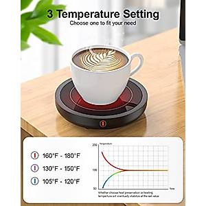 Coffee Mug Warmer, 36W Coffee Cup Warmer with 3 Temperature Settings (105℉-180℉) and 4 Hours Auto Shutt-Off Function for Office Home Desk Use,Electric Beverage Warmer for Keep Coffee Tea Milk Hot