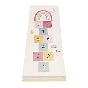 Topotdor Rainbow Sky Hopscotch Game Rugs,Kids Play Area Rugs Soft Floor Carpet for Bedroom Playroom Nursery,Great Gift for Girls & Boys,27.5" x 63"
