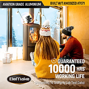 Kitvance Wood Stove Fan Heat Powered, 5 Blade Fireplace Fan, Heat Powered Stove Fan with Aviation Grade Aluminium for Wood/Log Burner/Fireplace, Wood Burning Stove Fan for Saving Fuel