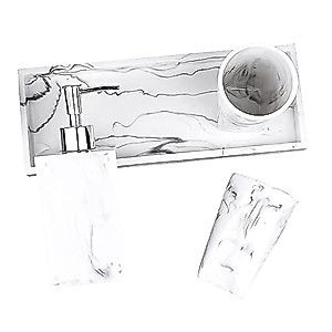 Cabilock 1 Set Bathroom Four Piece Set Dresser Tray White Ceramic Countertop Soap Dispenser Tray Soap Dispenser Organizer Sink Soap Dispenser Holder Soap Liquid Dispenser Nordic Toiletries