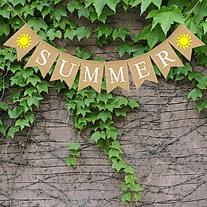 Rainlemon Jute Burlap Summer Banner Summer Party Mantel Fireplace Decoration (Sun)