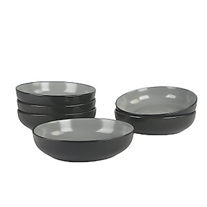10 Strawberry Street Two Tone Coupe 8.5”/36 Oz. Dinner Bowl Set Of 6, Black/White