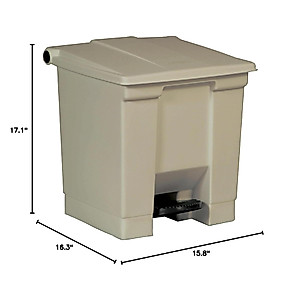 Rubbermaid Commercial Step Waste Container, 17.1&quot x 15.8&quot x 16.3&quot, Beige