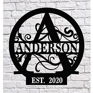 Personalized Metal Monogram Sign EST. Wedding Gift. Family Name Sign. Outdoor Name Sign. Anniversary. Last Name Sign. Metal Sign. Front Door.